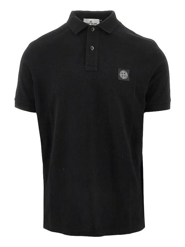 Stone Island Tretch Piquet Polo Hirt - Black