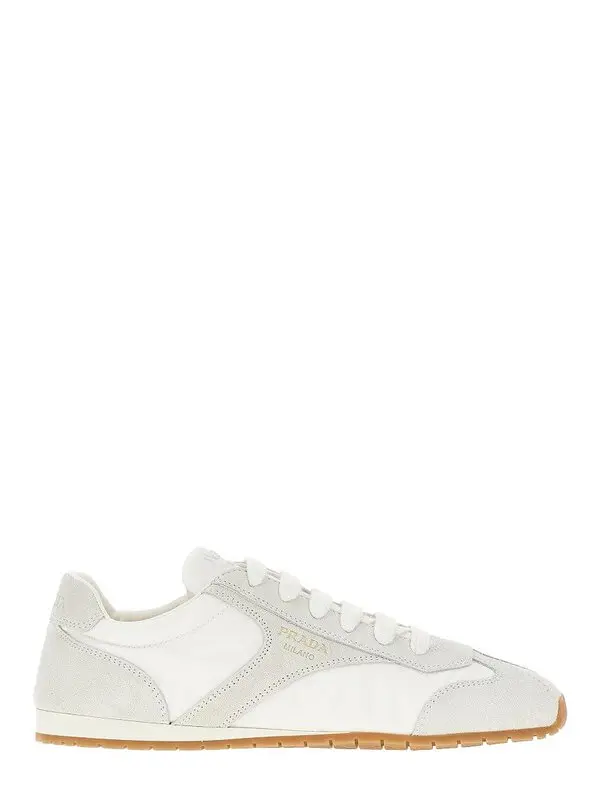 Prada Suede Leather And Nylon Sneakers - White
