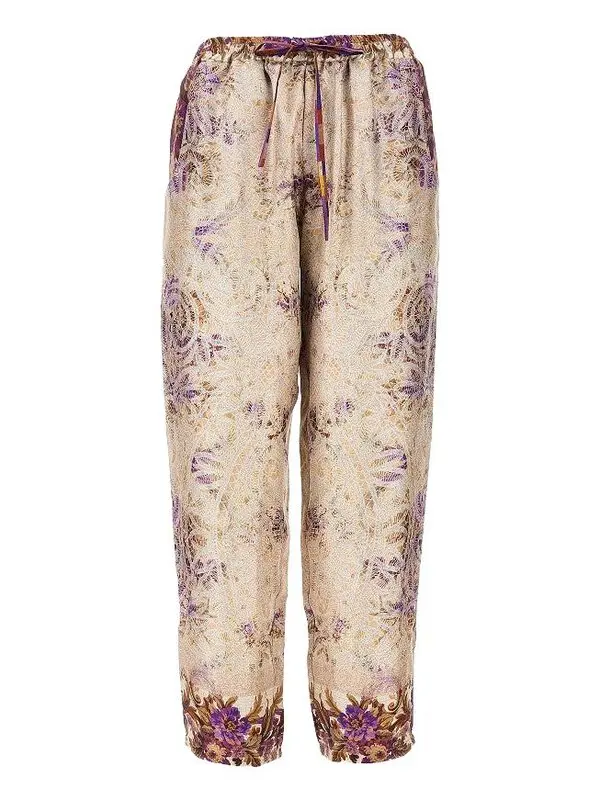 PIERRE-LOUIS MASCIA Printed Silk Twill Relaxed Fit Trousers - Multicolor