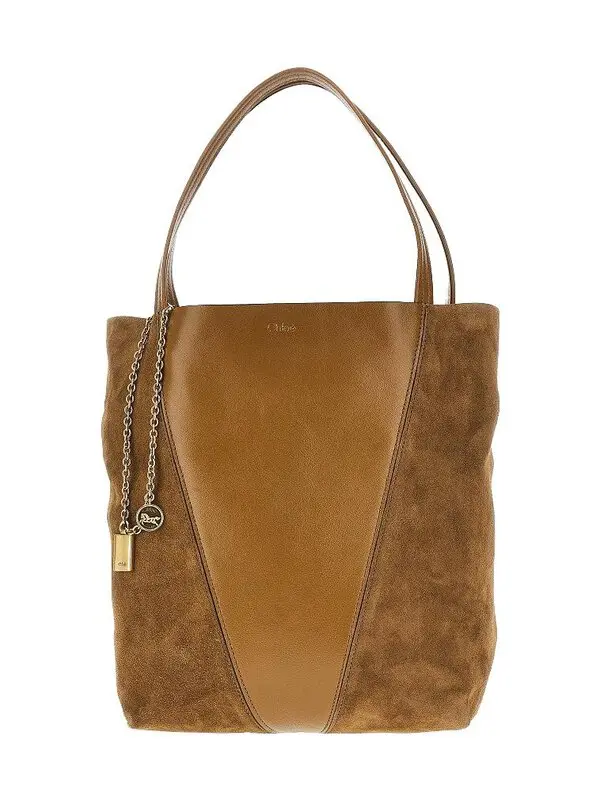 Chloé Medium Spin' Leather Tote Bag - Brown