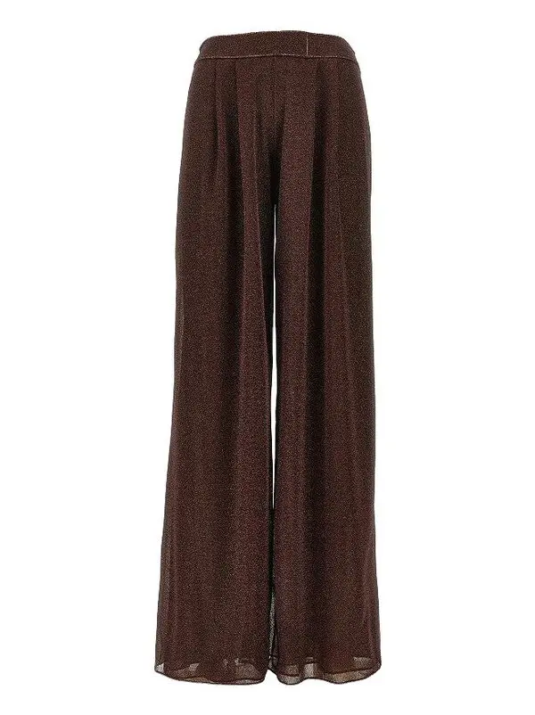Oseree Lumire Tailored Lurex Jersey Pants - Brown