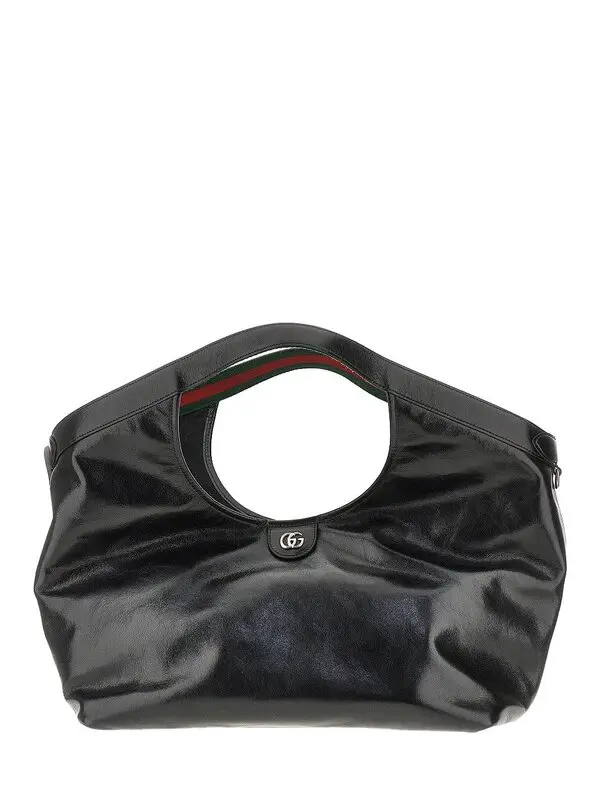Gucci Large Shopping Bag With Web Ribbon - Black