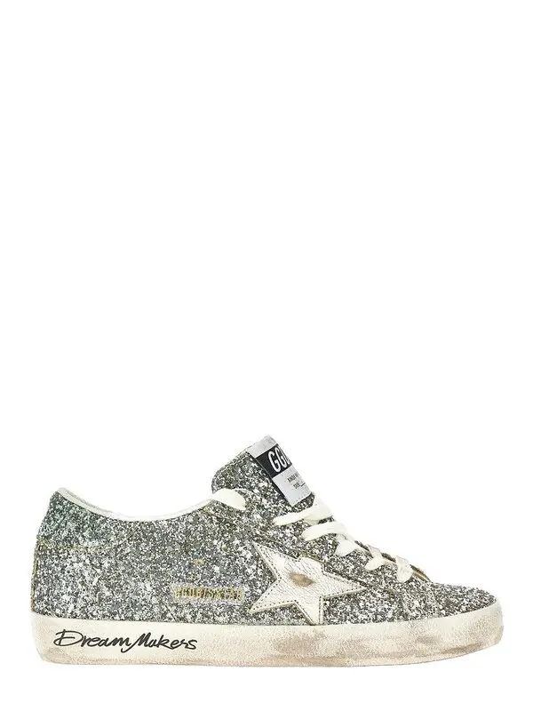 GOLDEN GOOSE Super-star Glitter Sneakers - Silver