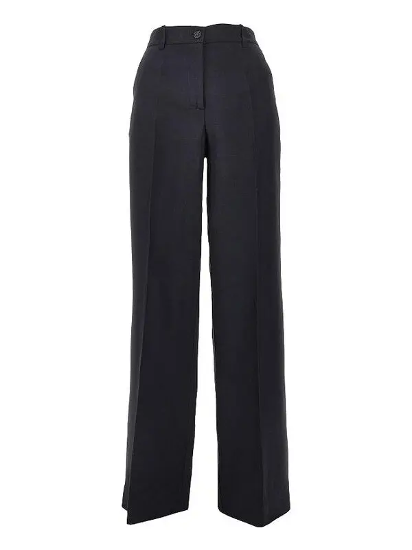 P.a.r.o.s.h Linen-blend Tailored Straight-leg Trousers - Blue
