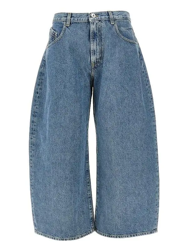 Attico Cropped Wide Leg Jeans - Blue