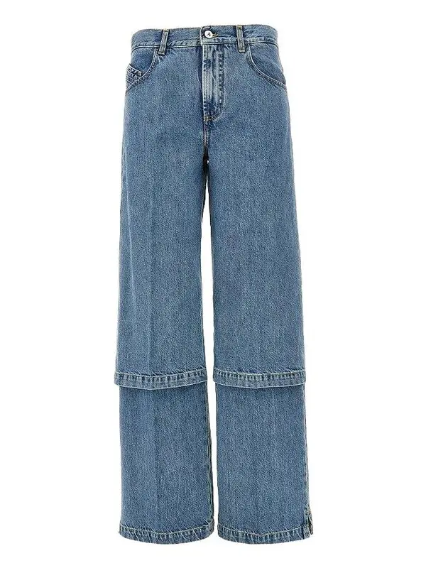 Attico Layered Effect Straight Leg Jeans - Blue