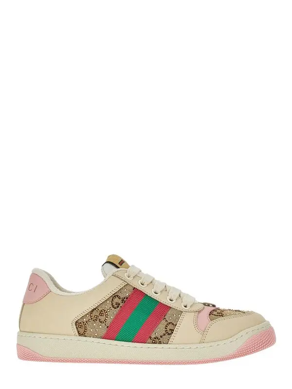 Gucci Gg Crystal Embellished Sneakers - Beige