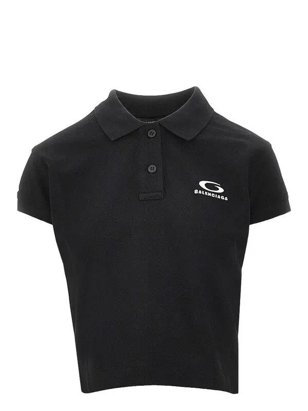 Balenciaga Loop Sports Icon Embroidery Polo Shirt - Black
