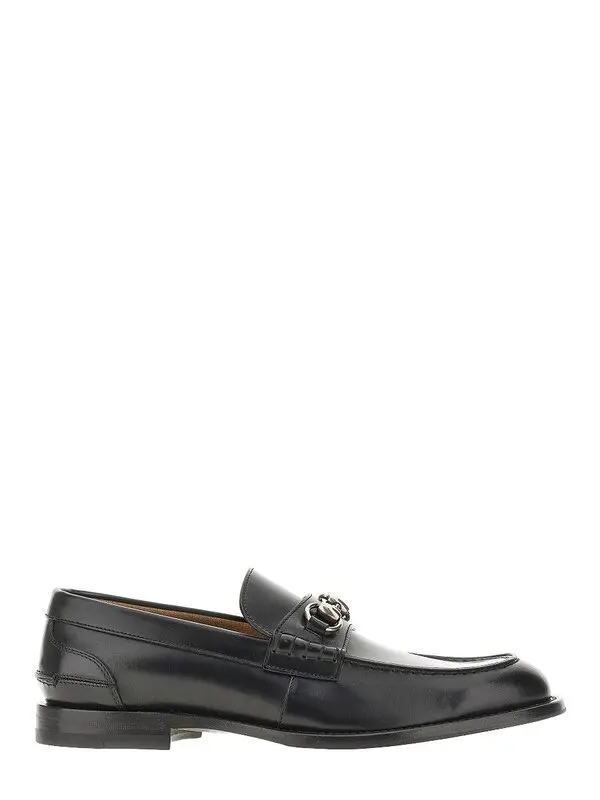 Gucci Leather Loafers With Horsebit Detail - Black