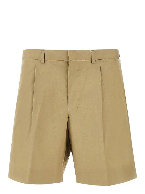 Prada Cotton Poplin Shorts With Front Dart - Beige
