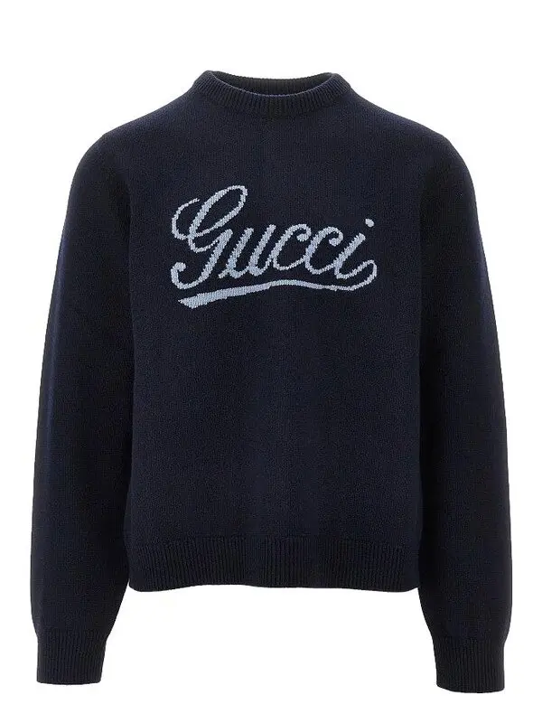 Gucci Wool Sweater With Logo Inlay - Blue
