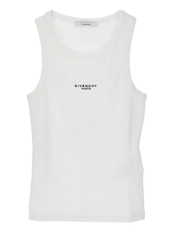 Givenchy Ribbed Cotton Tank Top With Logo Print - White