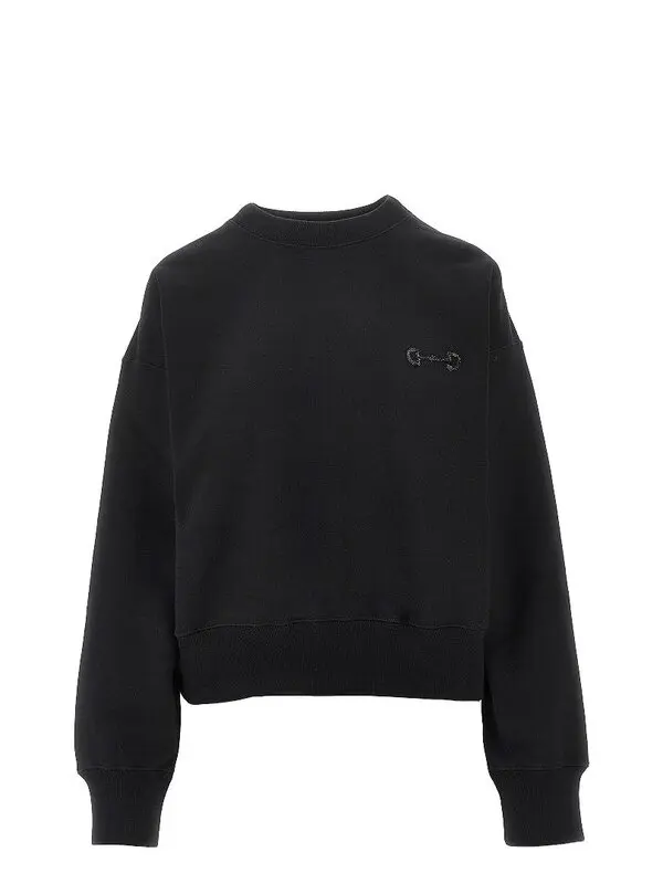 Gucci Sweatshirt With Beaded Horsebit Embroidery - Black