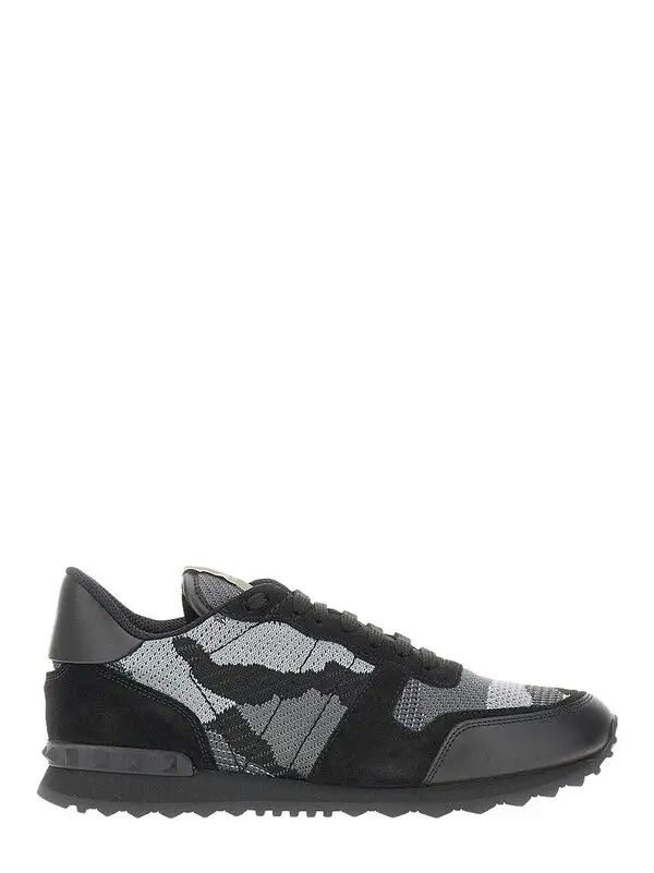 Valentino Garavani Rockrunner Camouflage Technical Knit Sneakers - Black