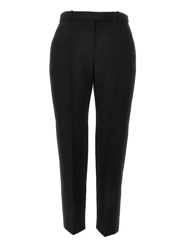 Alexander McQueen Grain De Poudre Wool Cropped Cigarette Pants - Black