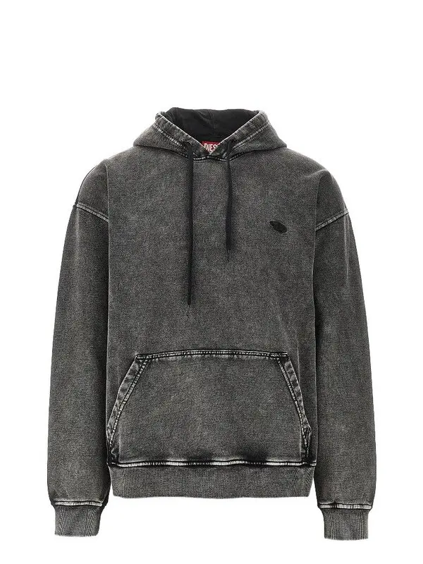 DIESEL® Garment-dyed Cotton French Terry Hoodie - Black