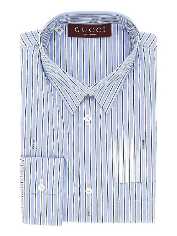 Gucci Striped Cotton Poplin Shirt - Blue