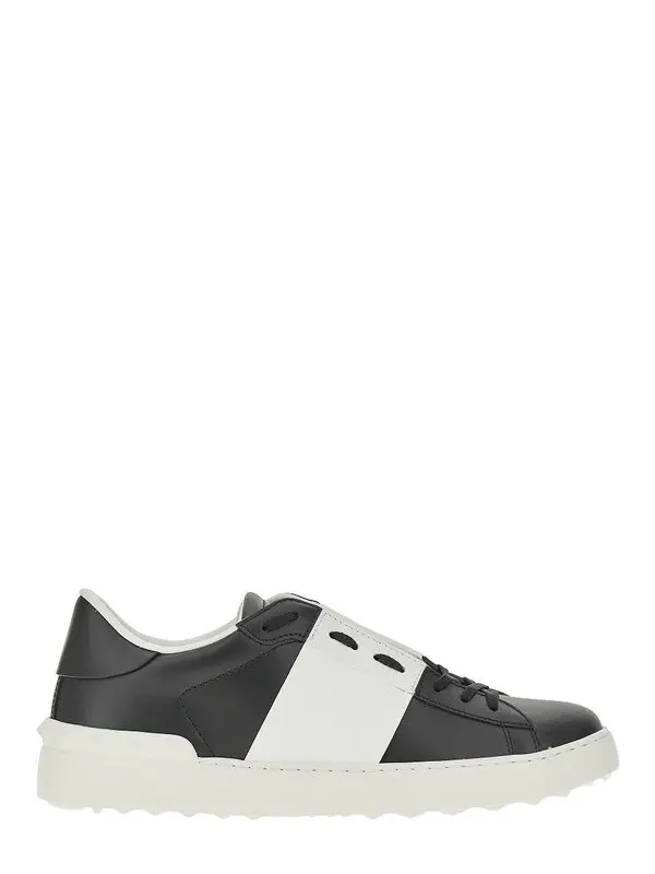 Valentino Garavani Open" Leather Sneakers With Studded Heel - Black