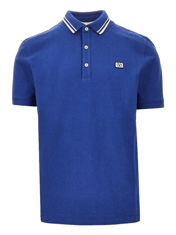 Valentino Garavani Vlogo Patch Polo Hirt - Blue