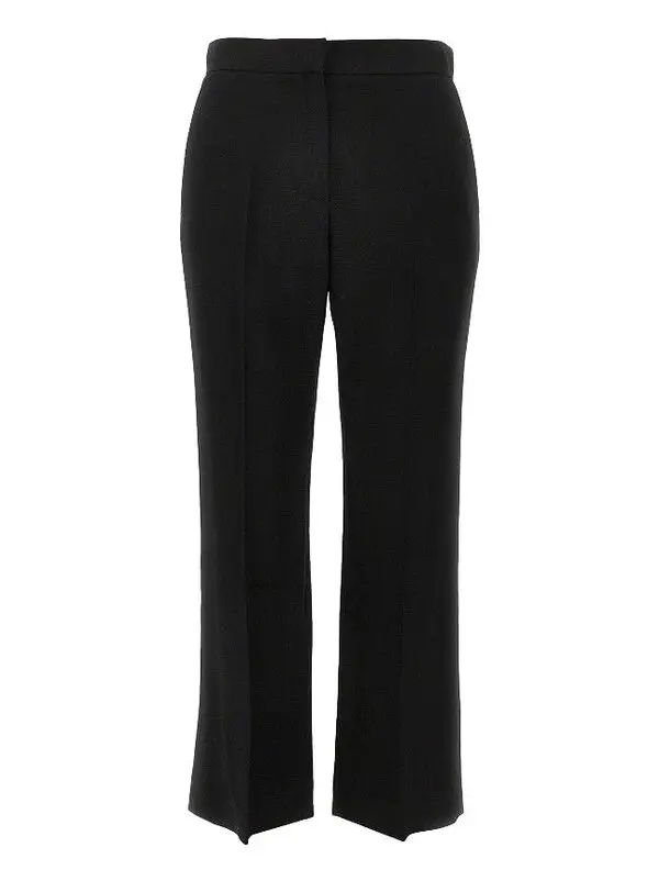 MSGM Cropped Straight Leg Canvas Pants - Black