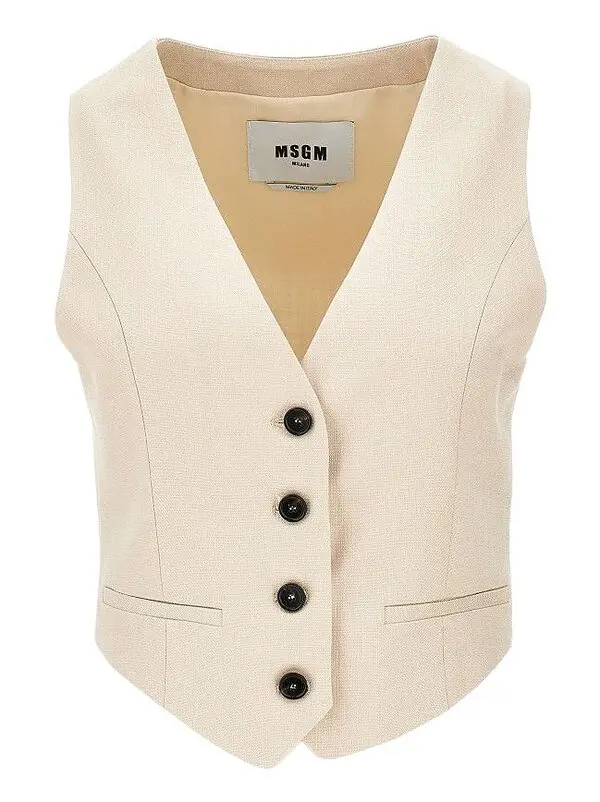 MSGM Viscose-blend Canvas Vest - Beige