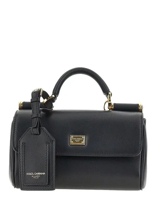 Dolce & Gabbana Plongé Leather 'my Sicily' Top Handle Bag - Black
