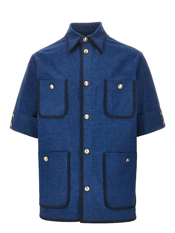 Valentino Garavani Saharian Shirt Jacket In Cotton Denim - Blue