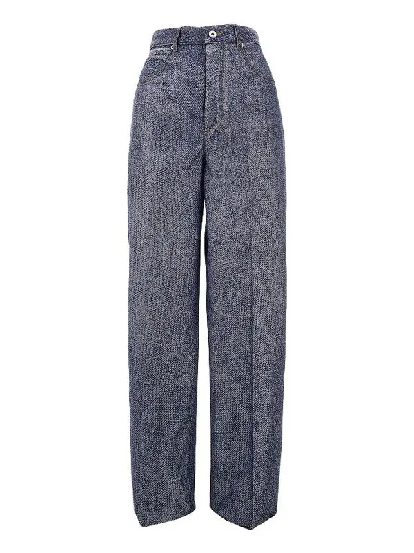 Bottega Veneta Denim-effect Wool-blend Jacquard Pants - Blue