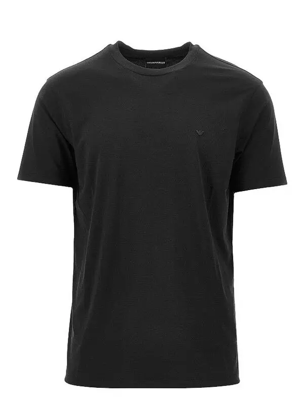 Emporio Armani Eagle Embroidery Modal-blend T-hirt - Black