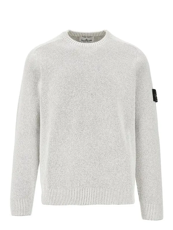 Stone Island Ribbed Bouclé Knit Crewneck Sweater - Grey