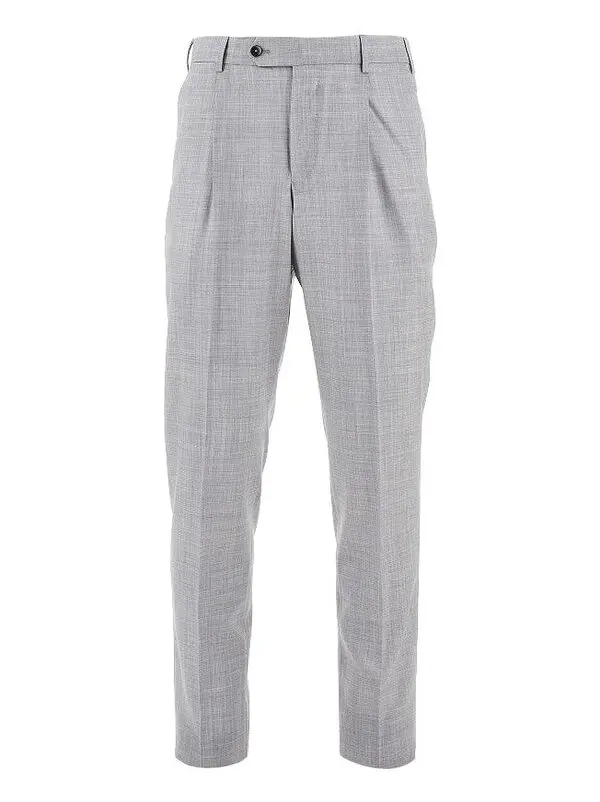 PT TORINO Super 130's Wool Union Fit Tapered Leg Trousers - Grey