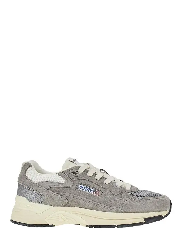 AUTRY Hyperway Suede Leather And Mesh Lace-up Sneakers - Grey
