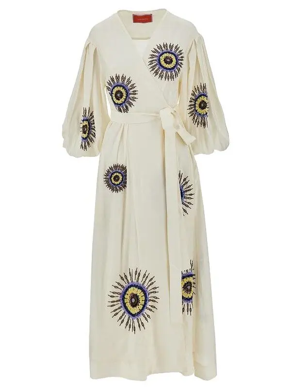 La DoubleJ Eden Embroidered Voile Maxi Dress - White