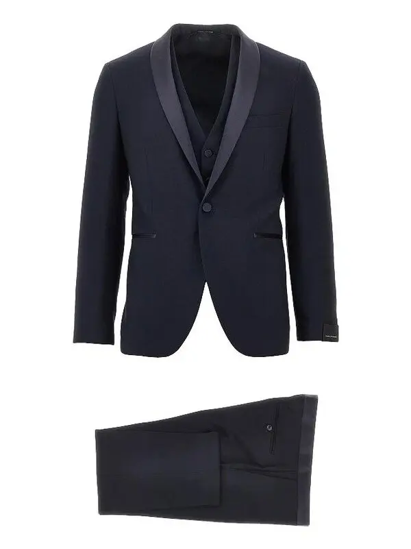 Tagliatore Super 120's Wool Tuxedo Suit - Blue
