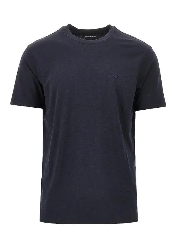 Emporio Armani Eagle Embroidery Modal-blend T-hirt - Blue
