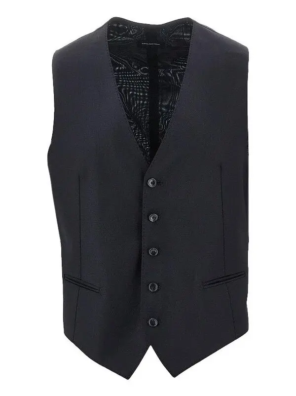 Tagliatore Super 110's Wool Tailored Vest - Blue