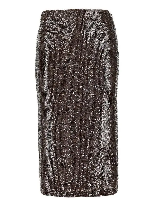 P.a.r.o.s.h Sequined Midi Skirt - Brown