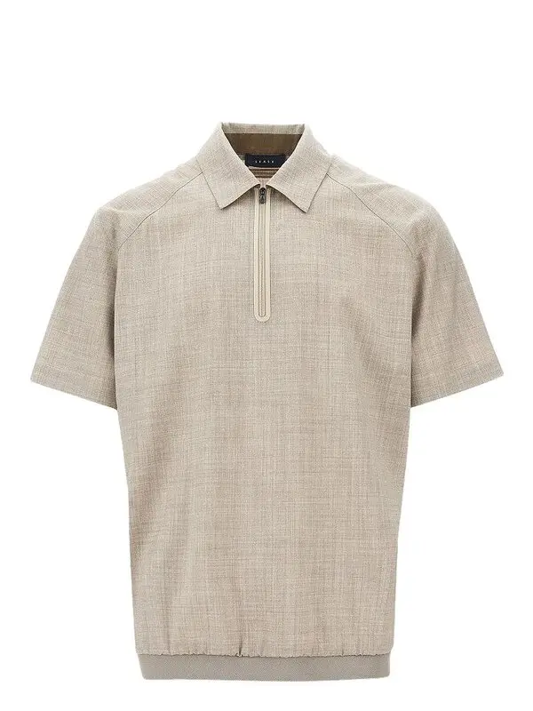 Sease Ight Woo Zipped Poo Shirt - Beige