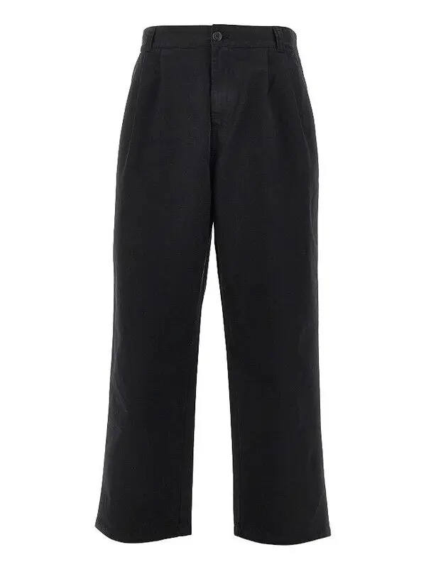 Carhartt Work In Progress Marv Cotton Twill Tapered Leg Pleated Pants - Black