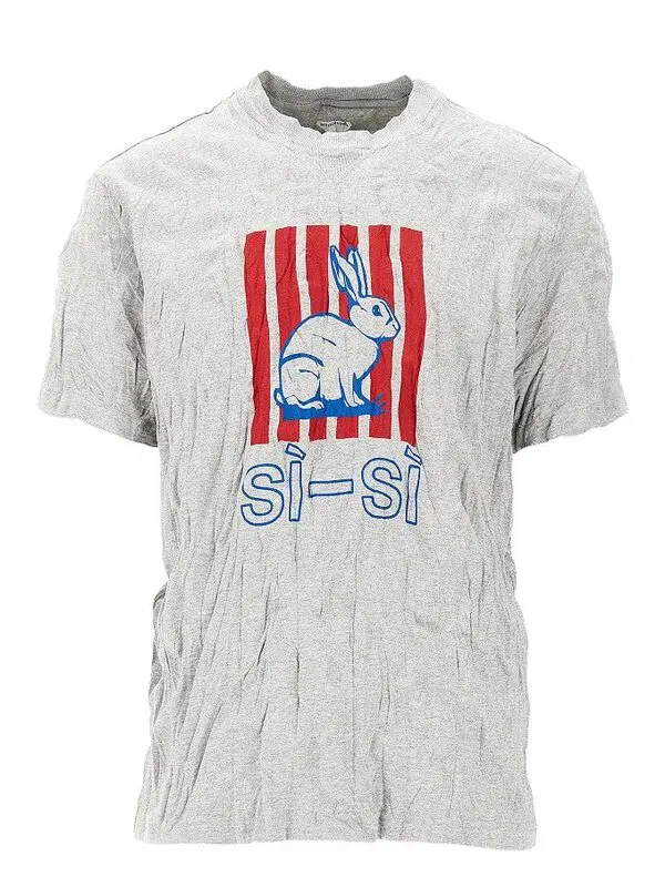 Bottega Veneta Rabbit Print Froissé Jersey T-shirt An - Grey
