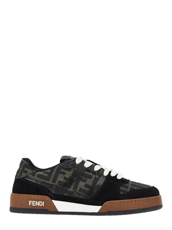 Fendi Jacquard Ff And Leather Match Sneakers - Black