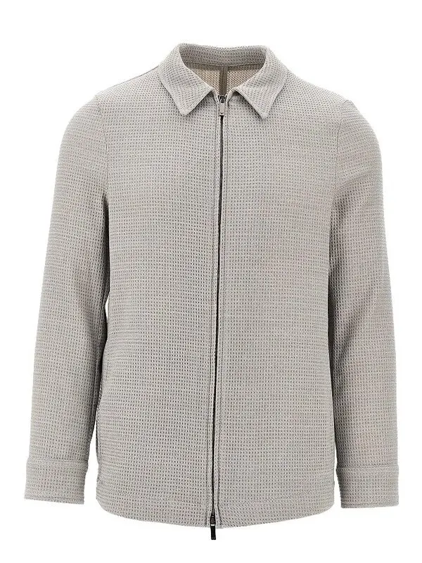 Emporio Armani Waffle Jersey Zip Jacket - Grey