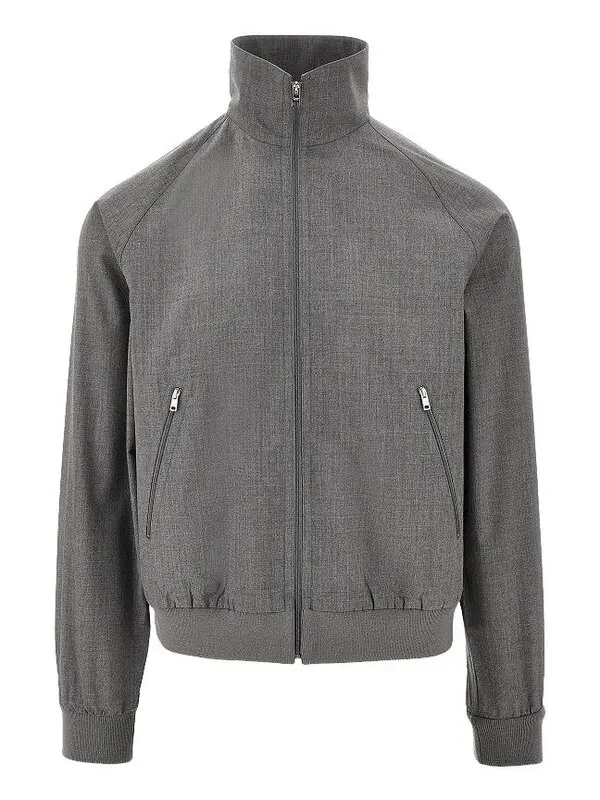 Prada Mélange Wool Zip-up Bomber Jacket - Grey