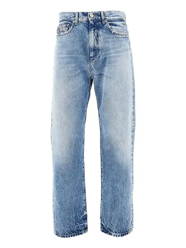 Versace Embellished High-rise Straight Leg Jeans - Blue