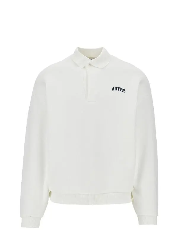 AUTRY French Terry Polo Weathirt - White