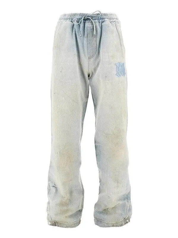 Amiri Relaxed Fit Wide Leg Jeans With Drawstring - Blue