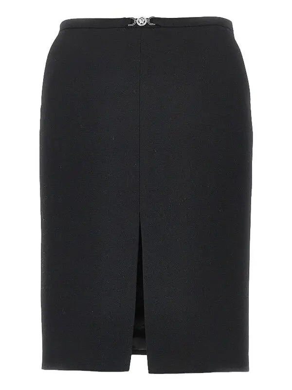 Versace Wool Canvas Skirt With Medusa '95 Detail - Black