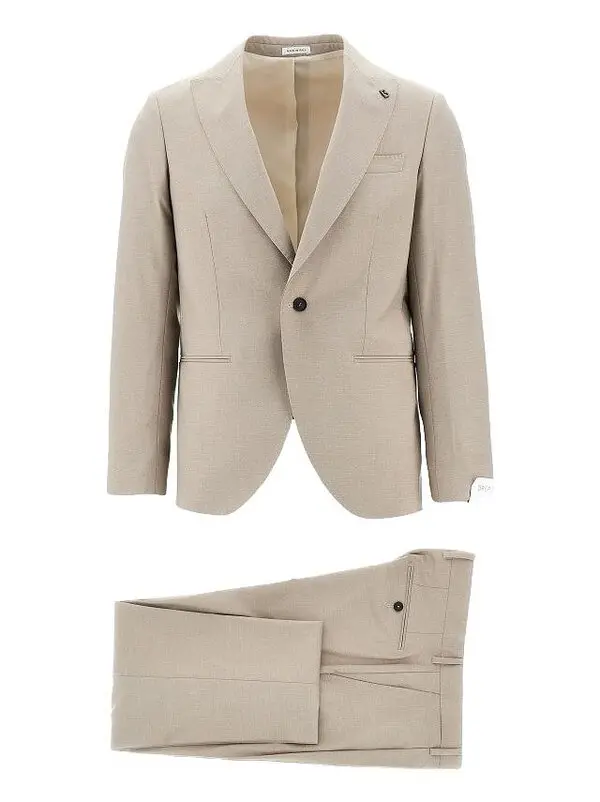 BRERAS Biella' Single-breasted Tailored Suit - Beige
