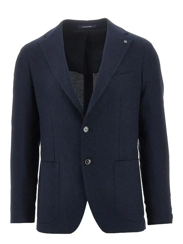 Tagliatore Cotton And Wool Blend Canvas Single-breasted Jacket - Blue