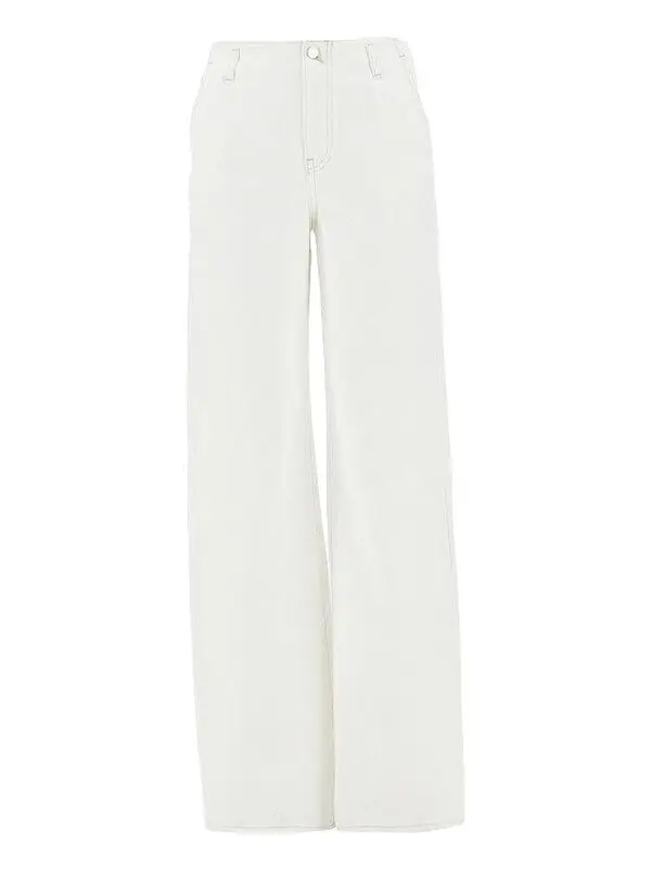 Emporio Armani Cotton Drill Wide Leg Pants - White